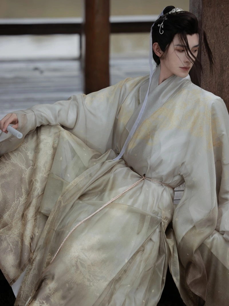 Ming Dynasty Hanfu Men's Printed Gradient Daopao Set - Hanfu Way ...